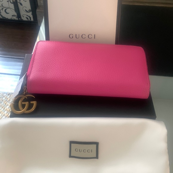 Gucci | Bags | Gucci Authentic Nwt Pink Marmont Zip Around Wallet W ...